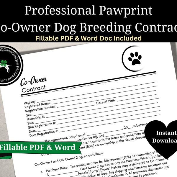 Dog Owner Breeding Contract - Etsy