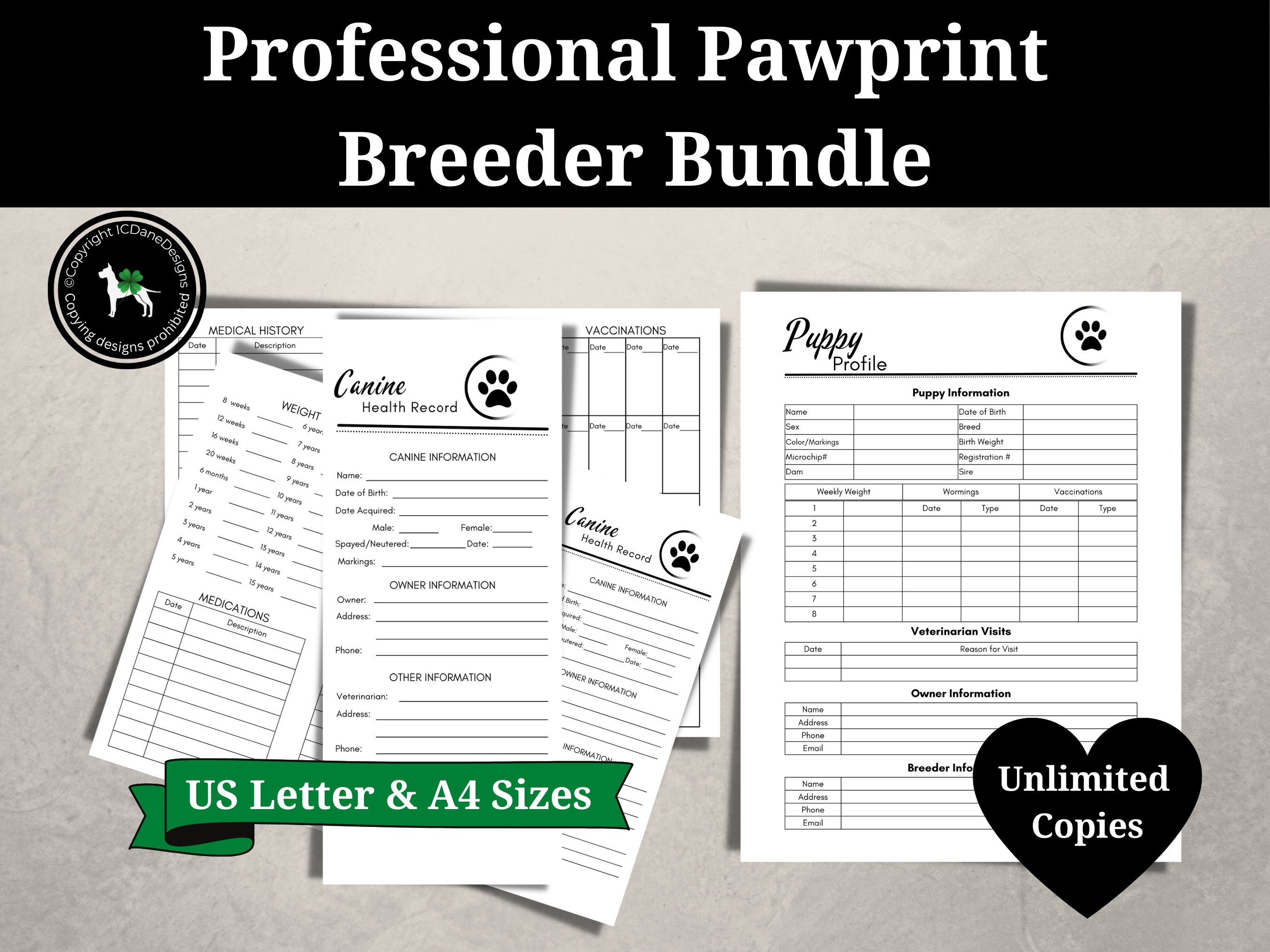 Professional Pawprint Dog Breeder Bundle Breeder Forms - Etsy