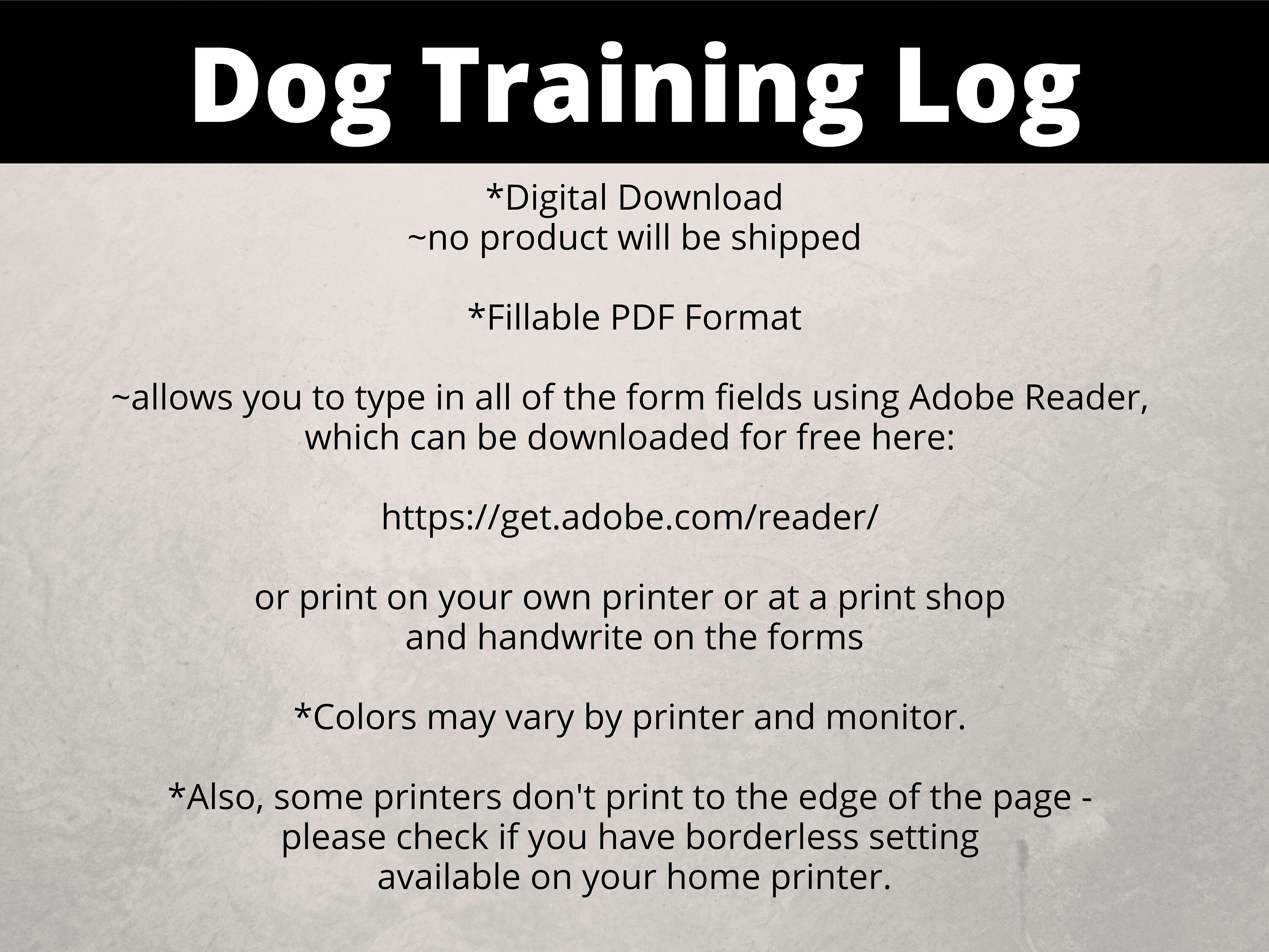 Dog Training Log Dog Training Planner Dog Handler Form - Etsy