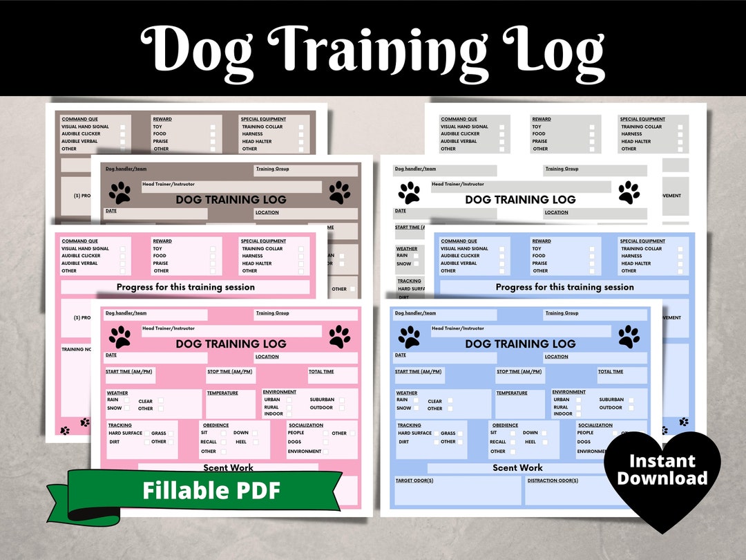 Dog Training Log, Dog Training Planner, Dog Handler Form, Training ...