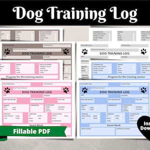Dog Training Log, Dog Training Planner, Dog Handler Form, Training ...