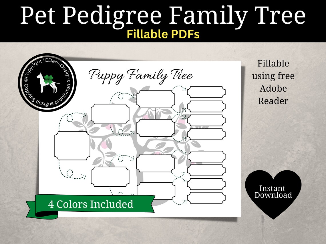 Puppy Family Tree Pedigree Chart Breeder Dog Pedigree - Etsy