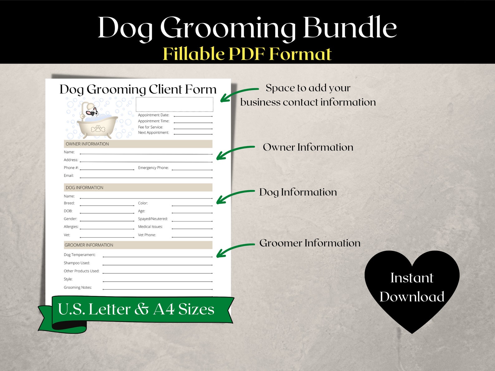 Dog Grooming Business Bundle|dog Grooming Client Form|dog Grooming ...