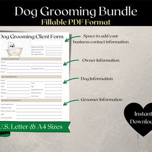 Dog Grooming Business Bundle|dog Grooming Client Form|dog Grooming ...
