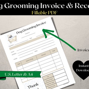 Dog Grooming Invoice and Receipt Dog Groomer Business Forms Fillable ...