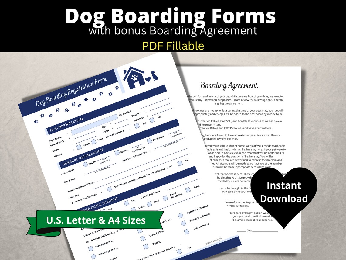 Dog Boarding Registration Forms With Bonus Boarding Agreement, Dog ...