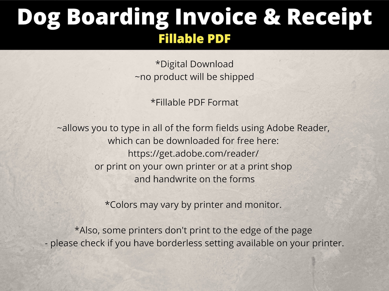 Pet Boarding Invoice and Receipt | Pet Daycare Invoice and Receipt ...