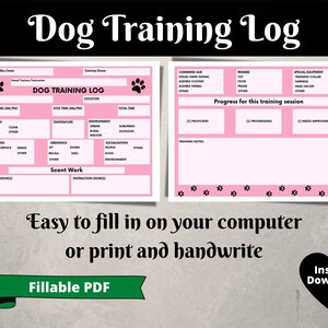 Dog Training Log, Dog Training Planner, Dog Handler Form, Training ...