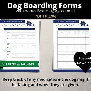 Dog Boarding Registration Form, Agreement (fillable PDF) - Etsy