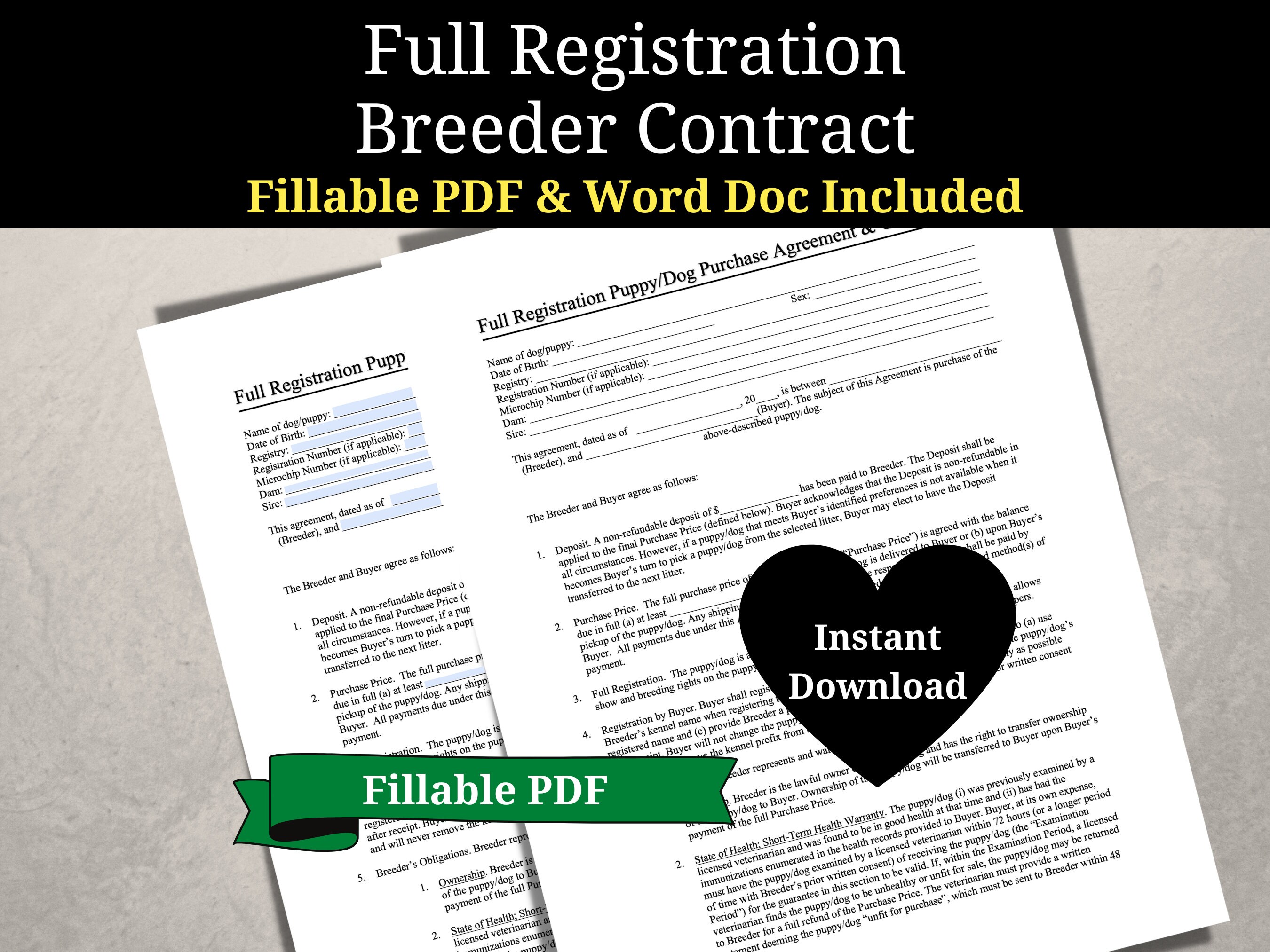 Dog Breeder Full Registration Contract and Guarantee, Dog Breeder ...