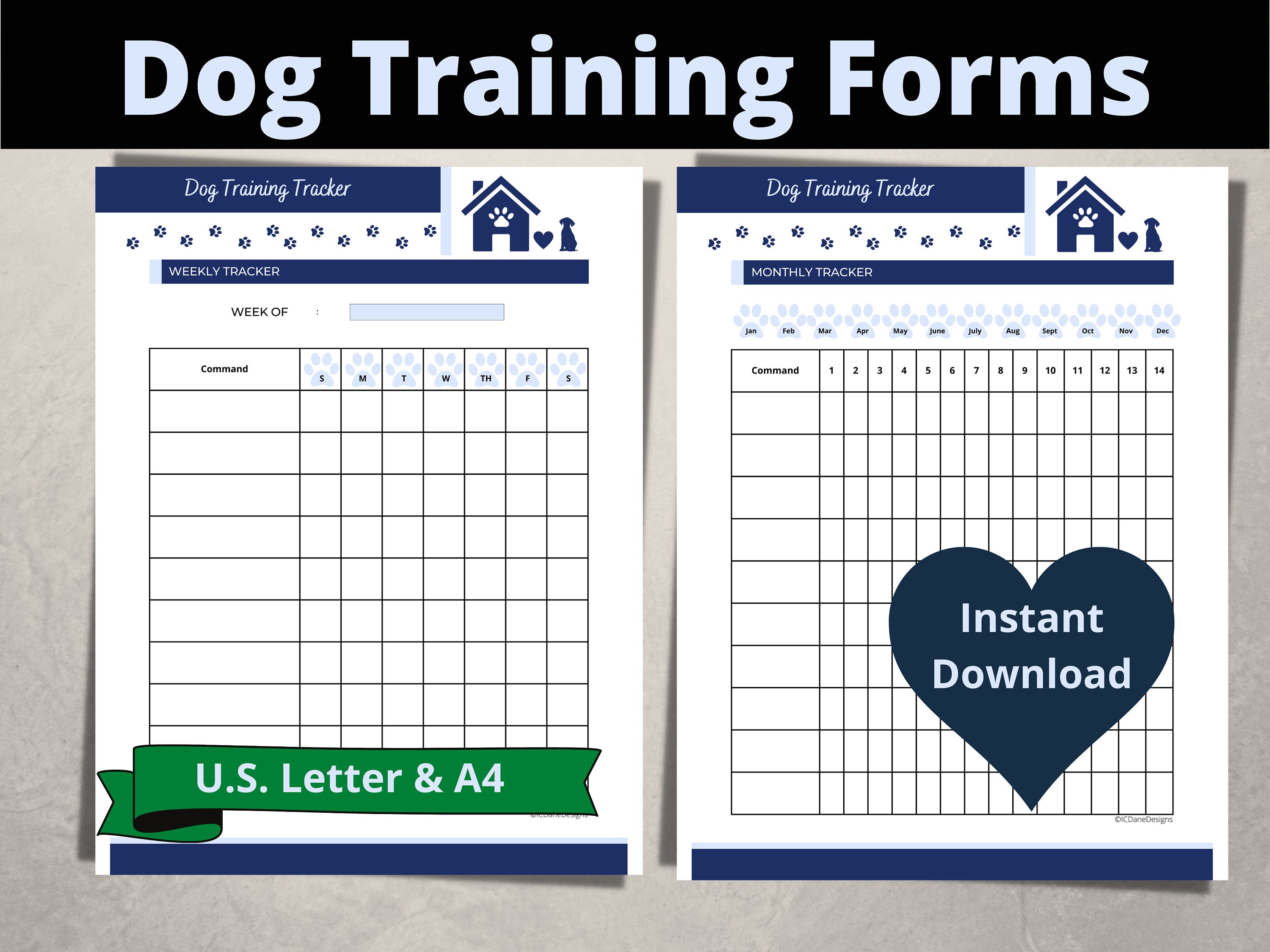Dog Training Log Dog Obedience Planner Printable PDF U.S. Letter and A4 ...