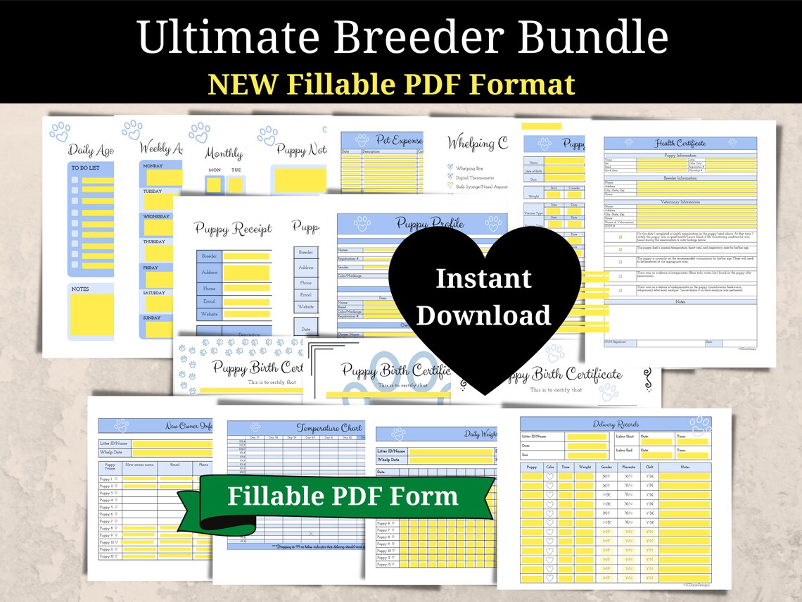 NEW Fillable Ultimate Dog Breeder Bundle,breeder Forms,whelping Charts ...