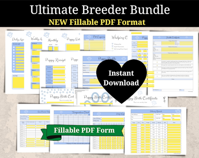 Printable Puppy Whelping Charts: Breeder Record Keeping (canva Editable ...