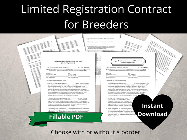 Dog Breeder Contract Limited Registration Puppy Contract - Etsy