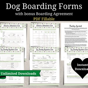 Dog Boarding Registration Form With Agreement (fillable PDF) - Etsy
