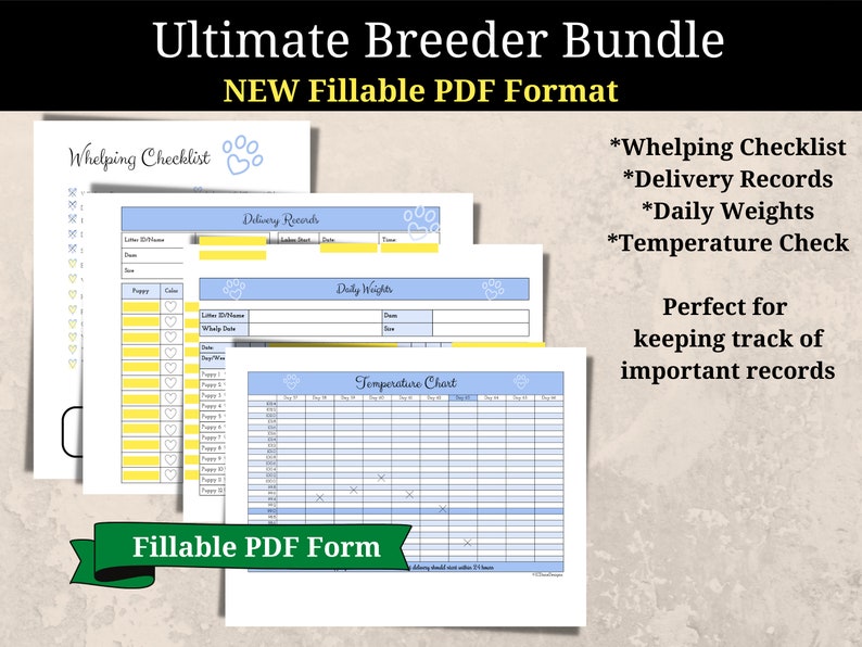 NEW Fillable Ultimate Dog Breeder Bundle,breeder Forms,whelping Charts ...