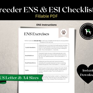 Dog Breeder ENS and ESI Checklist Early Neurological - Etsy