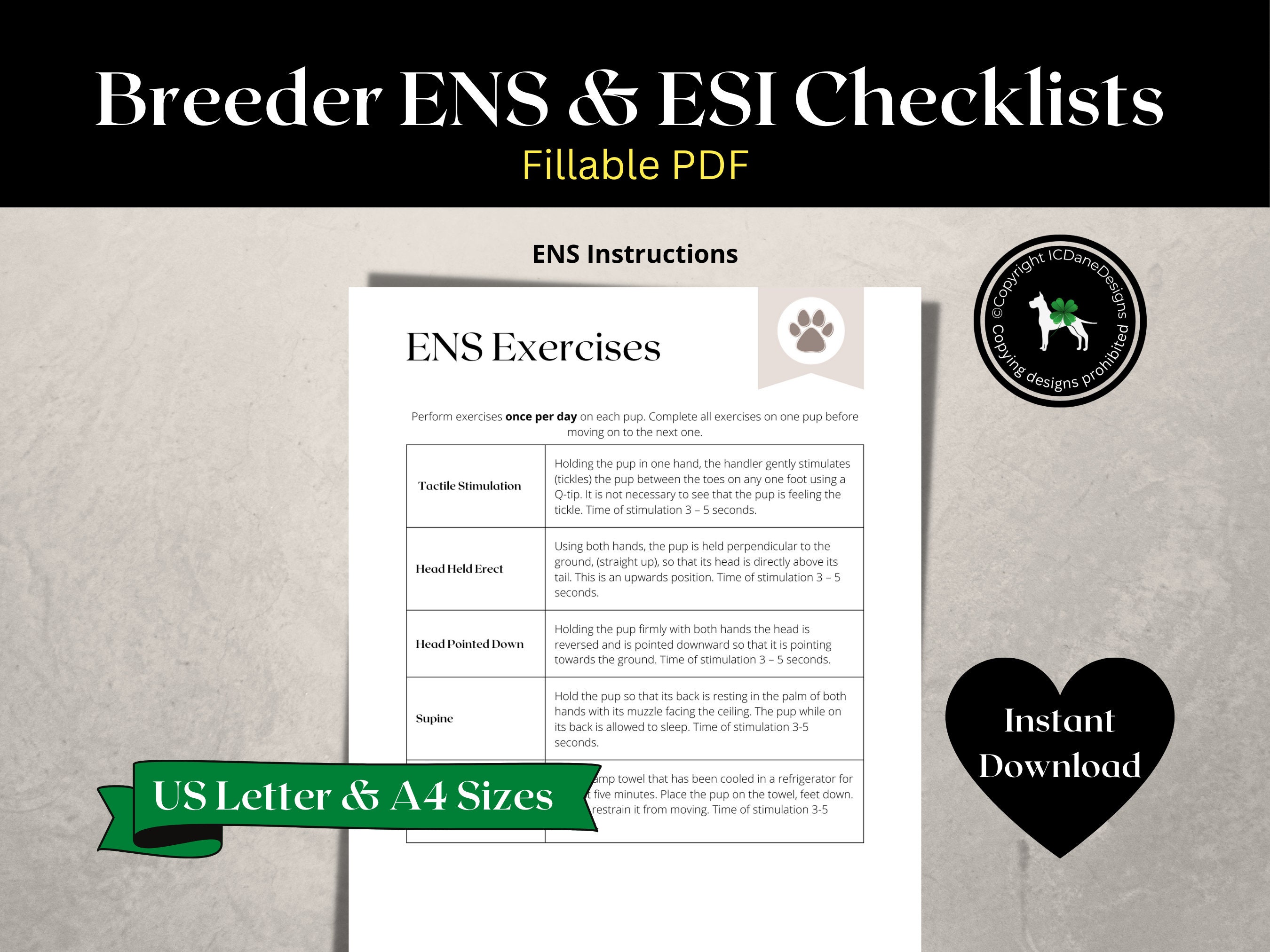 Dog Breeder ENS and ESI Checklist Early Neurological - Etsy
