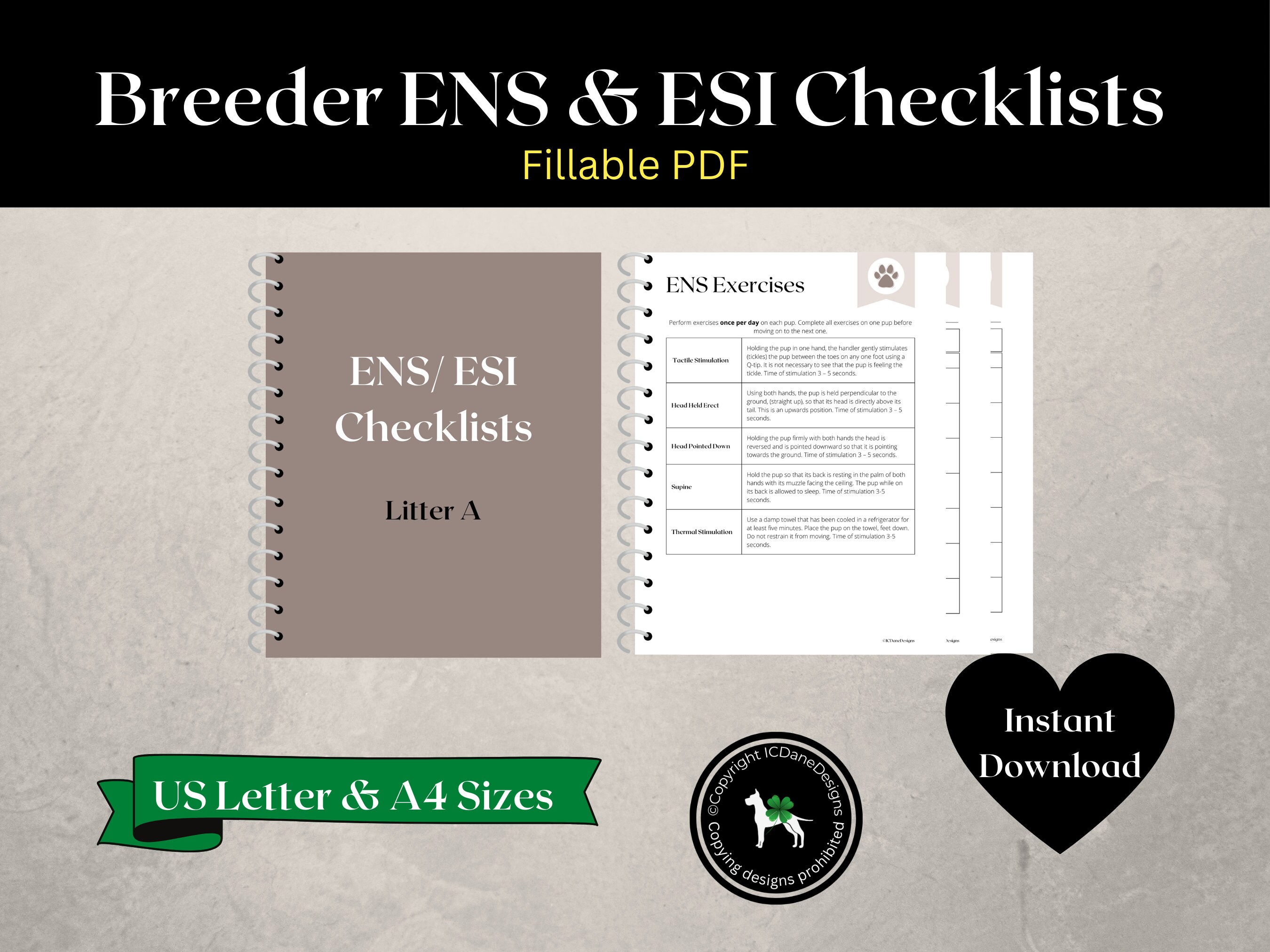 Dog Breeder ENS and ESI Checklist Early Neurological - Etsy