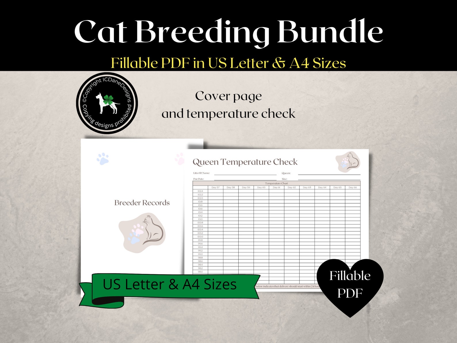 Fillable PDF Cat Breeding Bundle,breeder Forms, Queening Charts ...