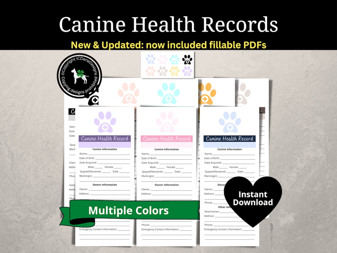 Dog Canine Health Vaccination Record, Vet Visit, Vet Record, Puppy ...
