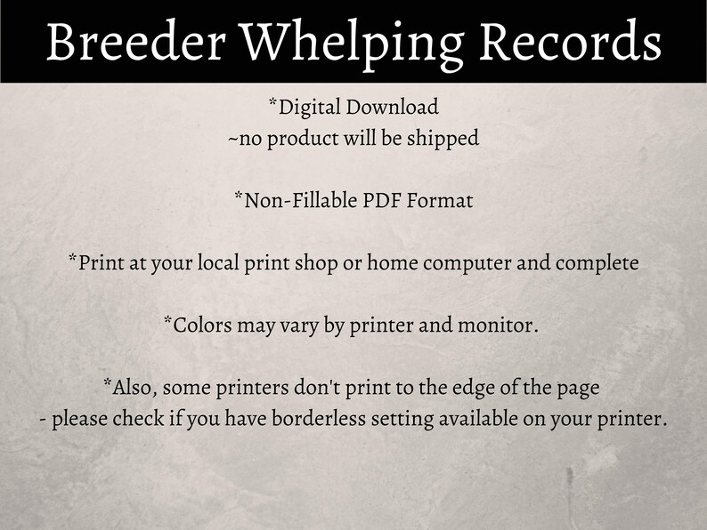 Dog Breeder Whelping Records, Dam Temperature Check, Whelping Checklist ...