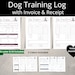 Dog Training Log With Invoice and Receipt, Dog Training Planner ...