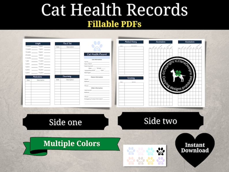 Cat Health Vaccination Record, Vet Visit, Vet Record, Kitten ...
