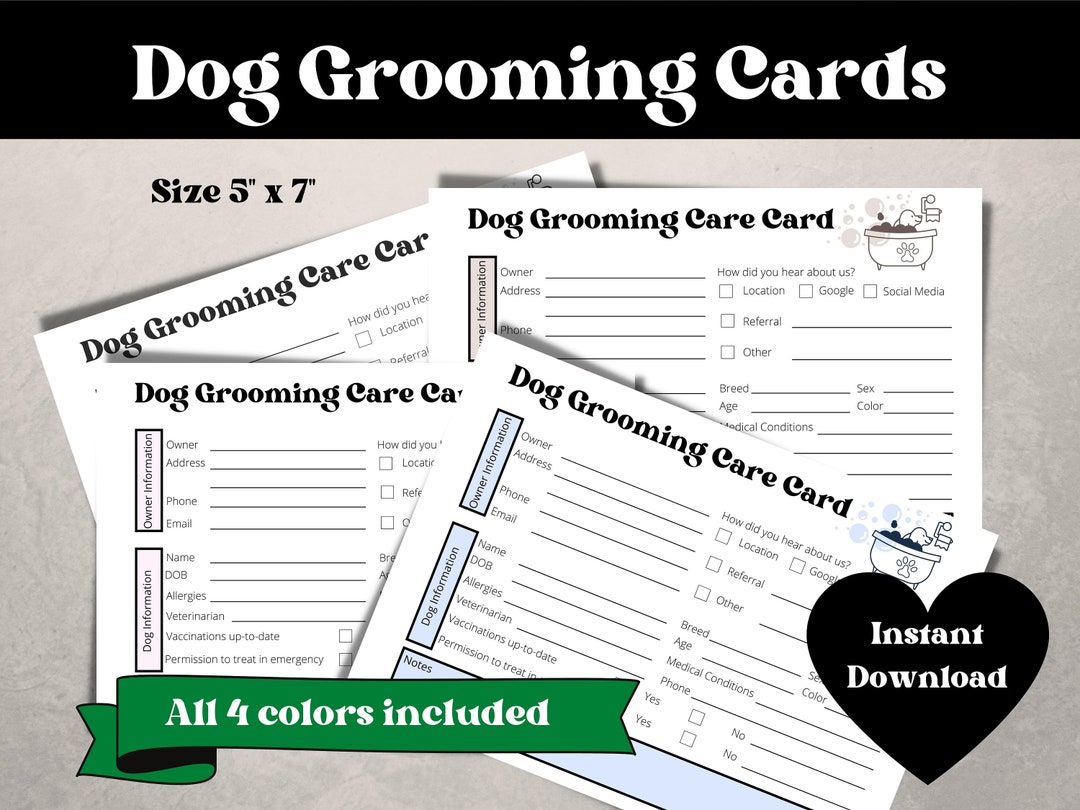 Dog Grooming Cards | Dog Grooming Customer Cards | Dog Grooming Client ...