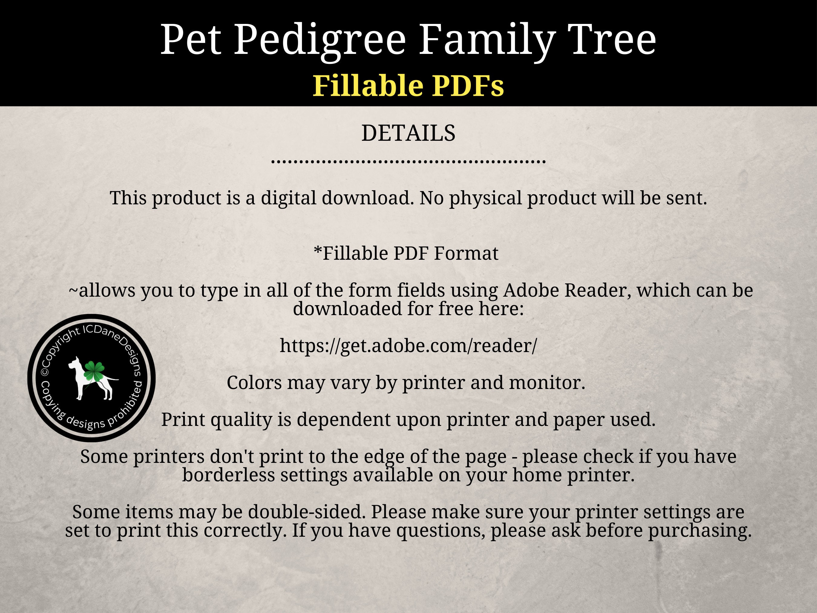 Puppy Family Tree Pedigree Chart, Breeder Dog Pedigree Template, Puppy ...