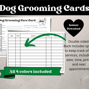 Dog Grooming Cards | Dog Grooming Customer Cards | Dog Grooming Client ...