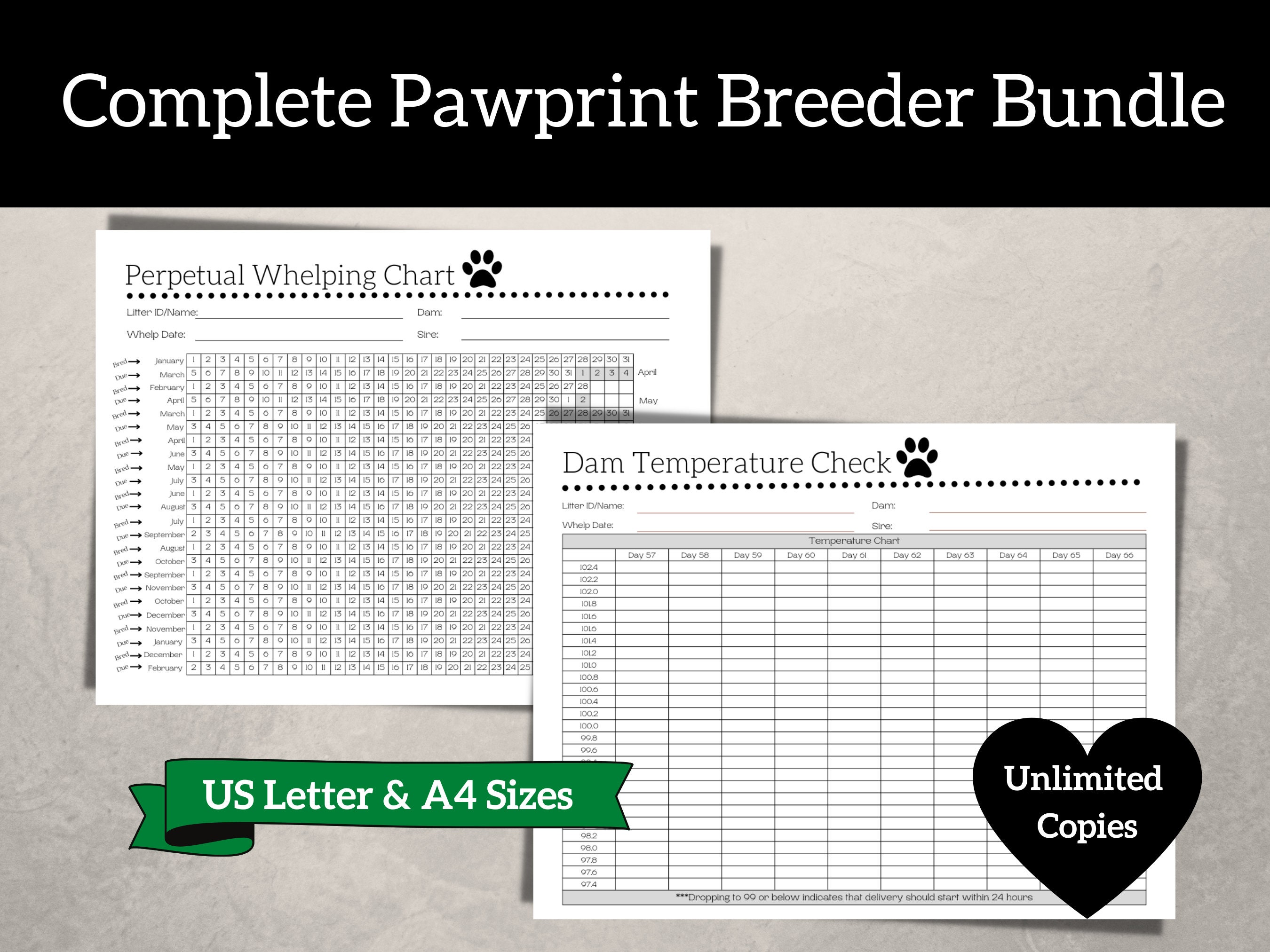 Complete Pawprint Dog Breeder Bundle Breeder Forms Whelping - Etsy