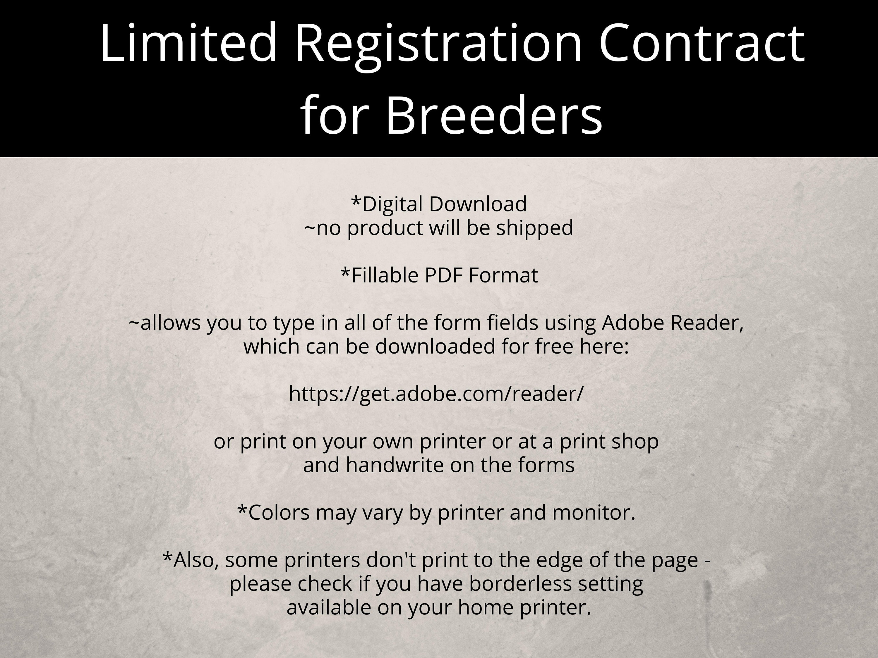 Dog Breeder Contract Limited Registration Puppy Contract - Etsy