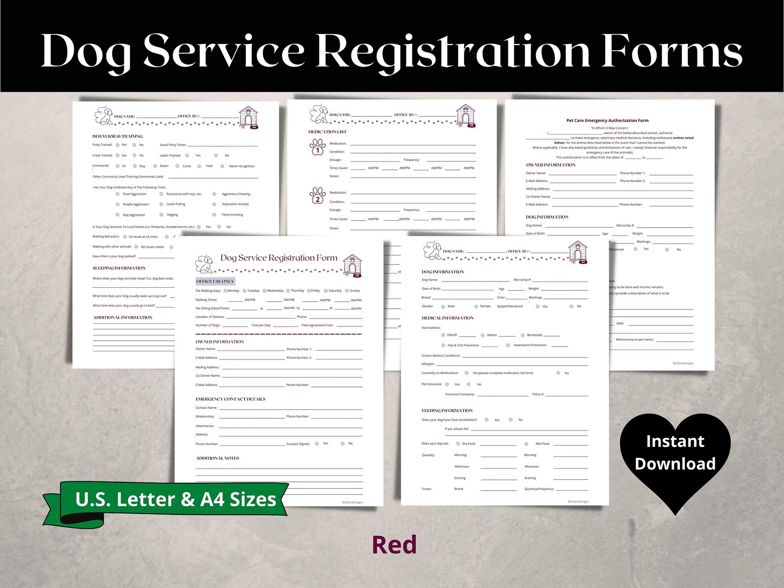 Dog Service Registration Form With Pet Emergency Authorization Form ...