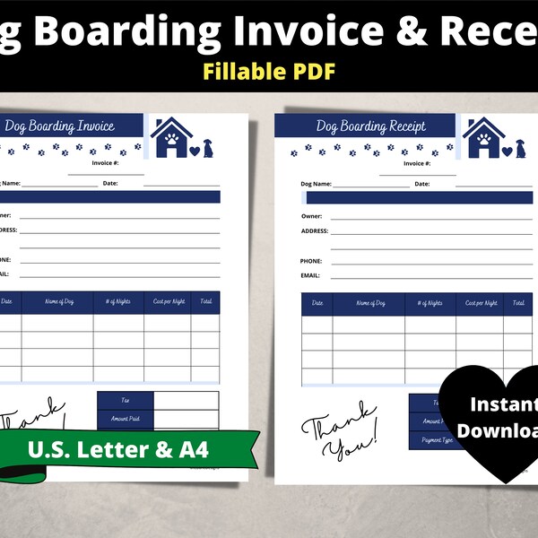 Dog Sitting Invoice Fillable - Etsy