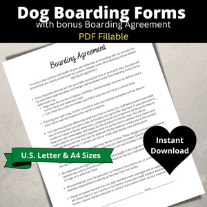 Dog Boarding Registration Form, Agreement (fillable PDF) - Etsy