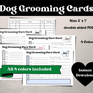 Dog Grooming Cards | Dog Grooming Customer Cards | Dog Grooming Client ...