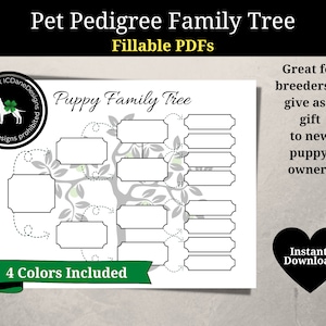 Puppy Family Tree Pedigree Chart, Breeder Dog Pedigree Template, Puppy ...