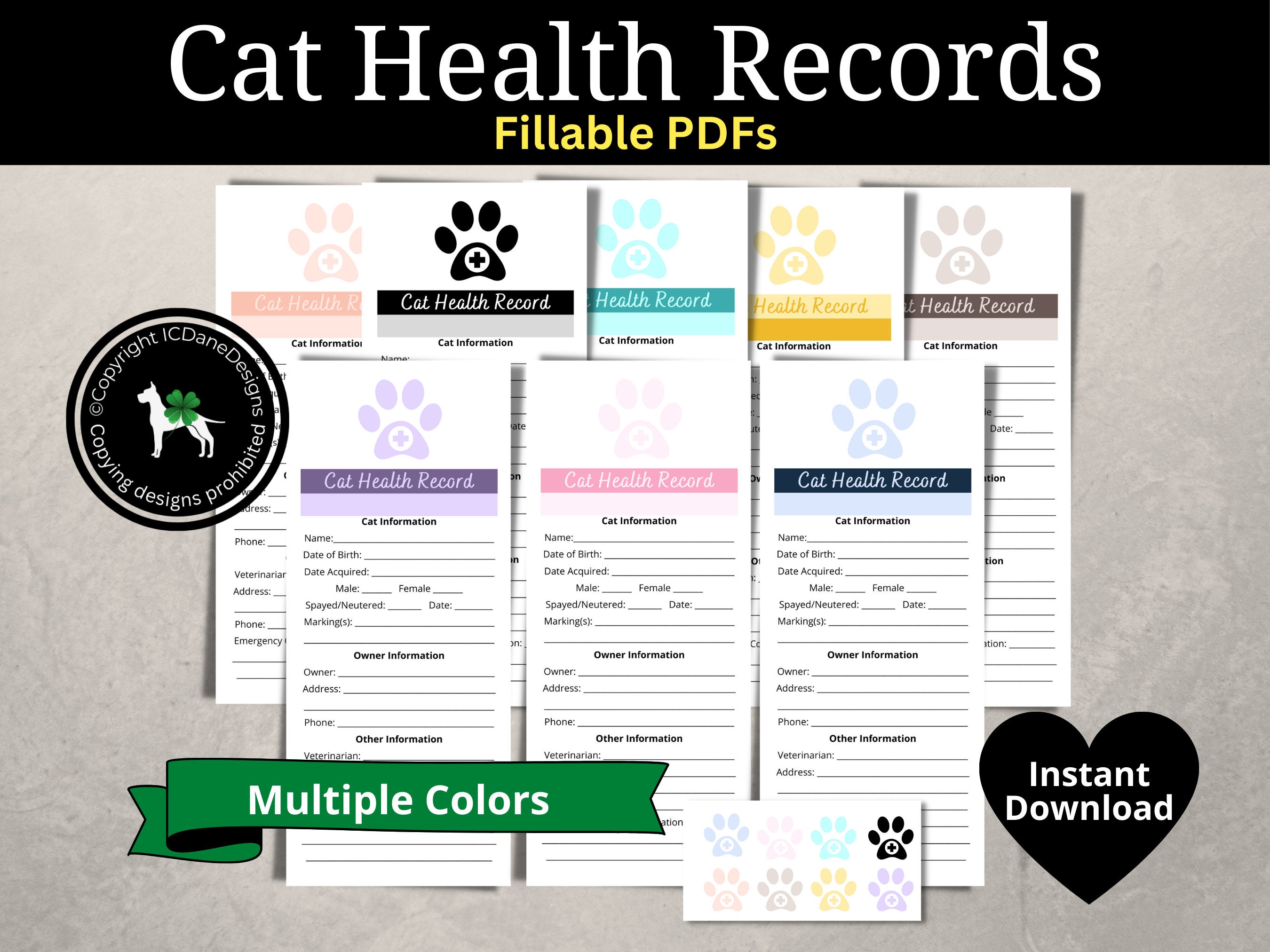 Cat Health Vaccination Record, Vet Visit, Vet Record, Kitten ...