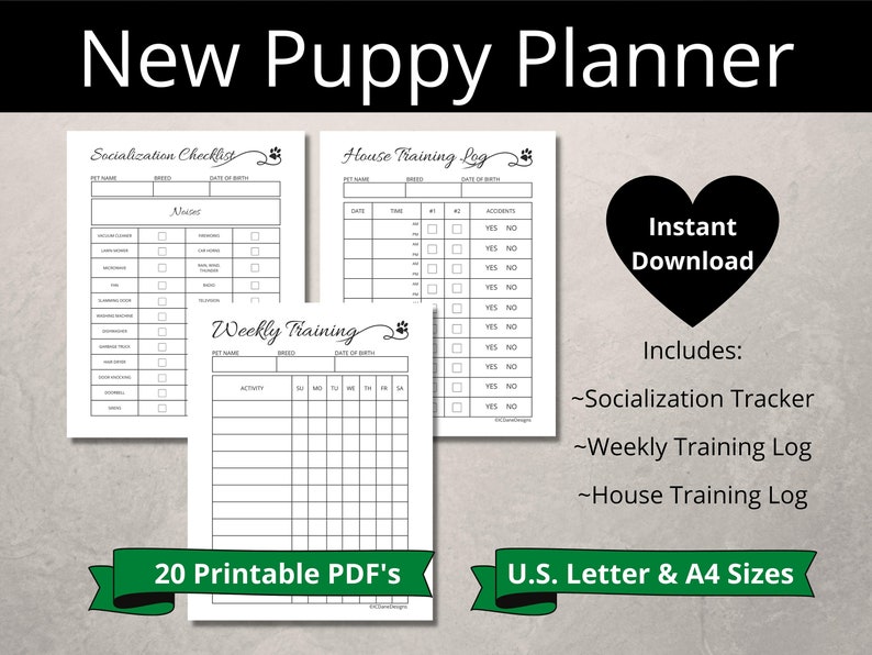 Pet Care Planner Puppy Printable U.S. Letter & A4 Sizes - Etsy