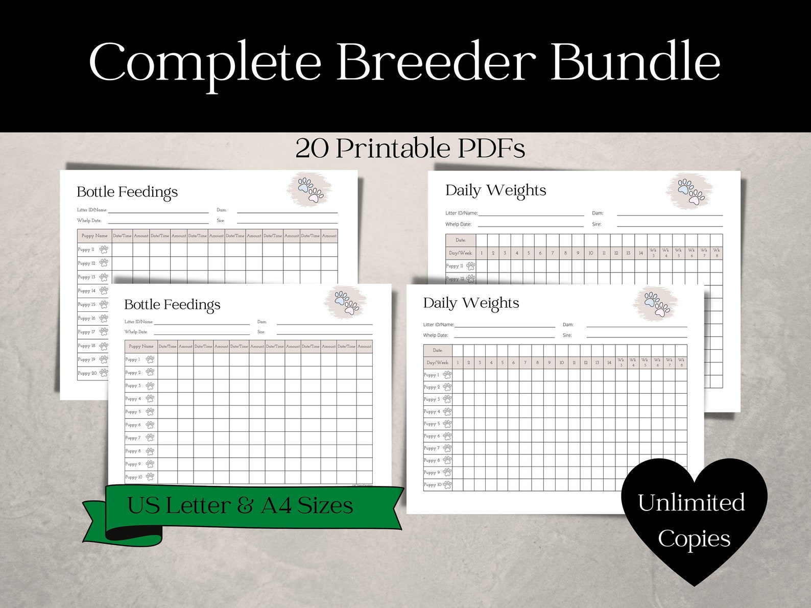 Complete Dog Breeder Bundle Breeder Forms Whelping Charts - Etsy