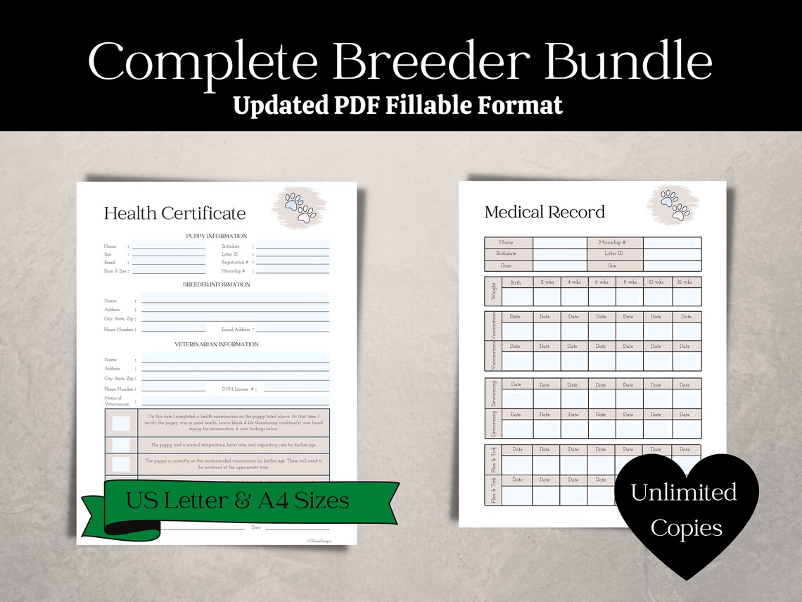 NEW Fillable Complete Dog Breeder Bundlebreeder - Etsy