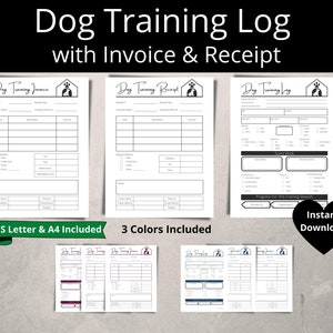 Dog Training Log With Invoice and Receipt, Dog Training Planner ...