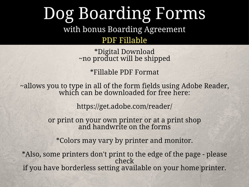 Dog Boarding Registration Forms With Bonus Boarding Agreement, Dog ...