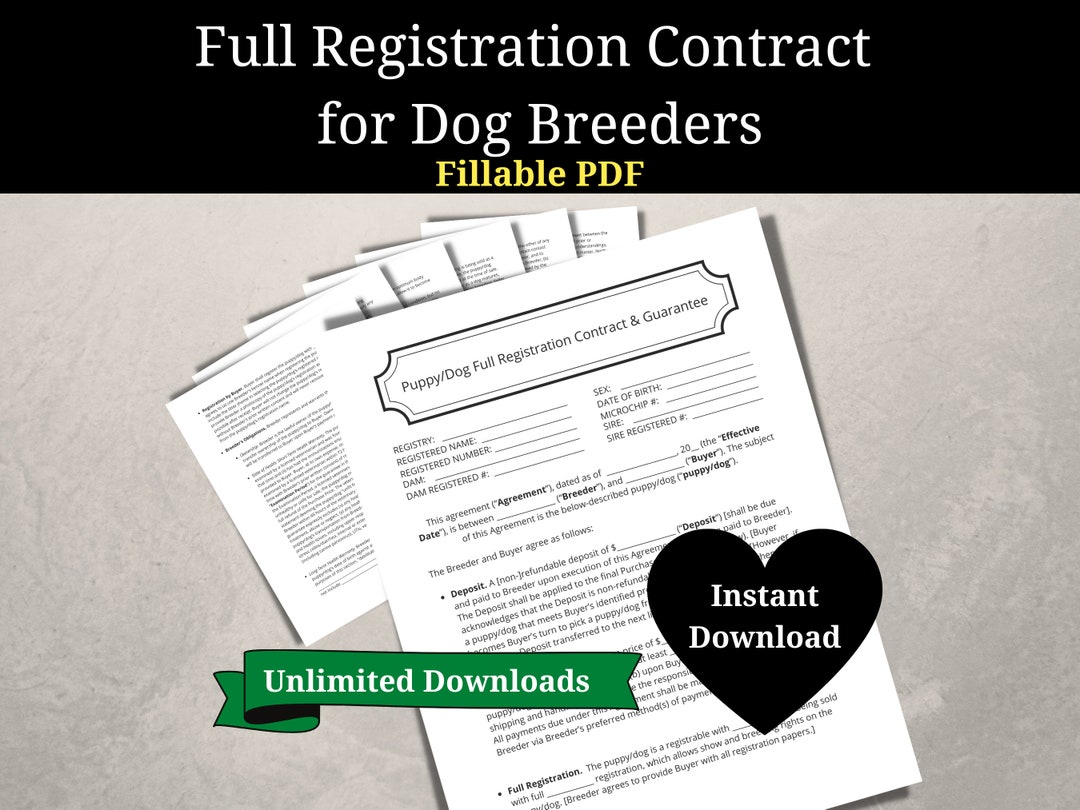 Dog Breeder Contract | Pet Non-refundable Deposit Agreement | Fillable ...