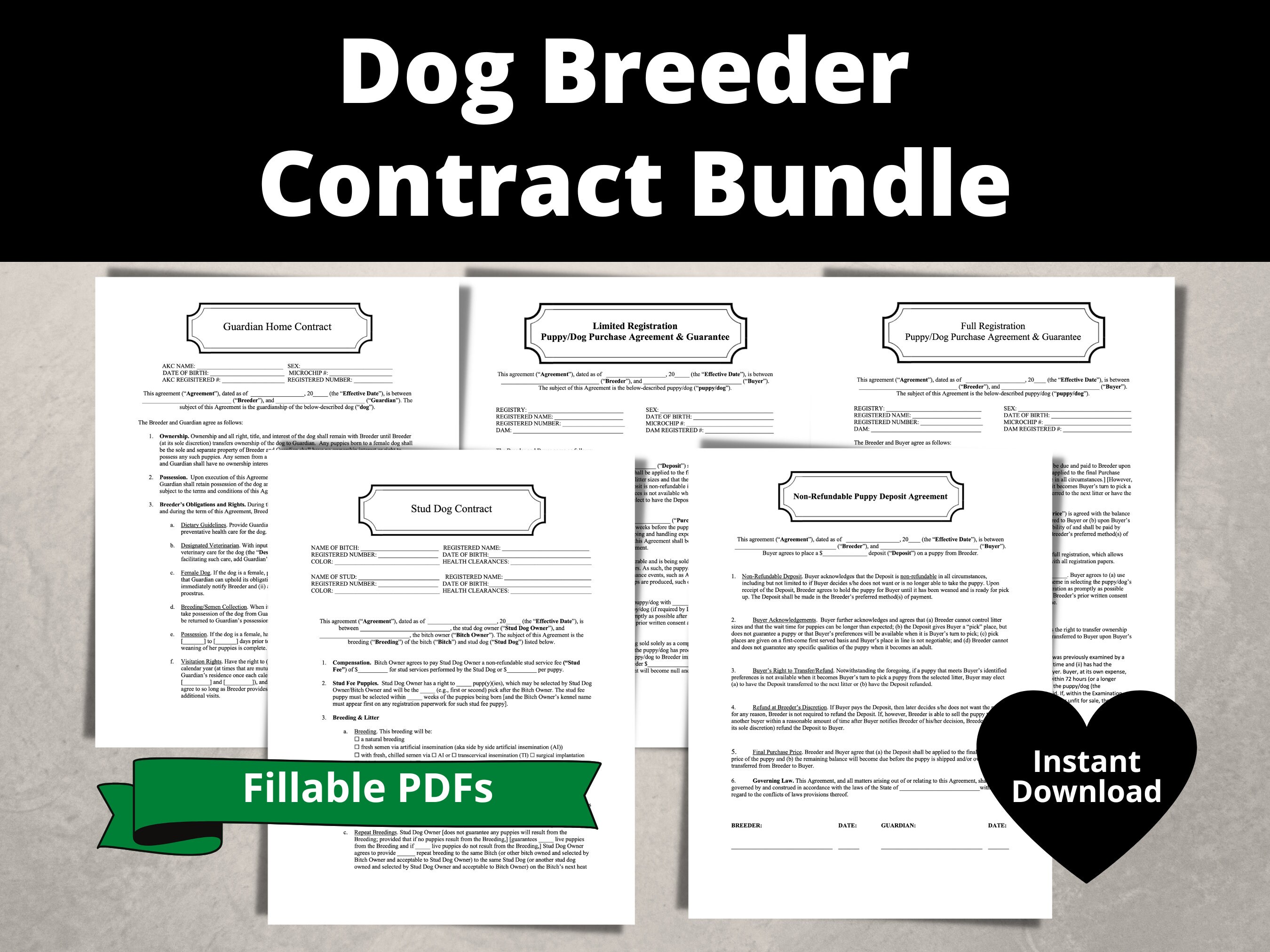 Dog Owner Breeding Contract Bundle| Full Registration | Limited ...