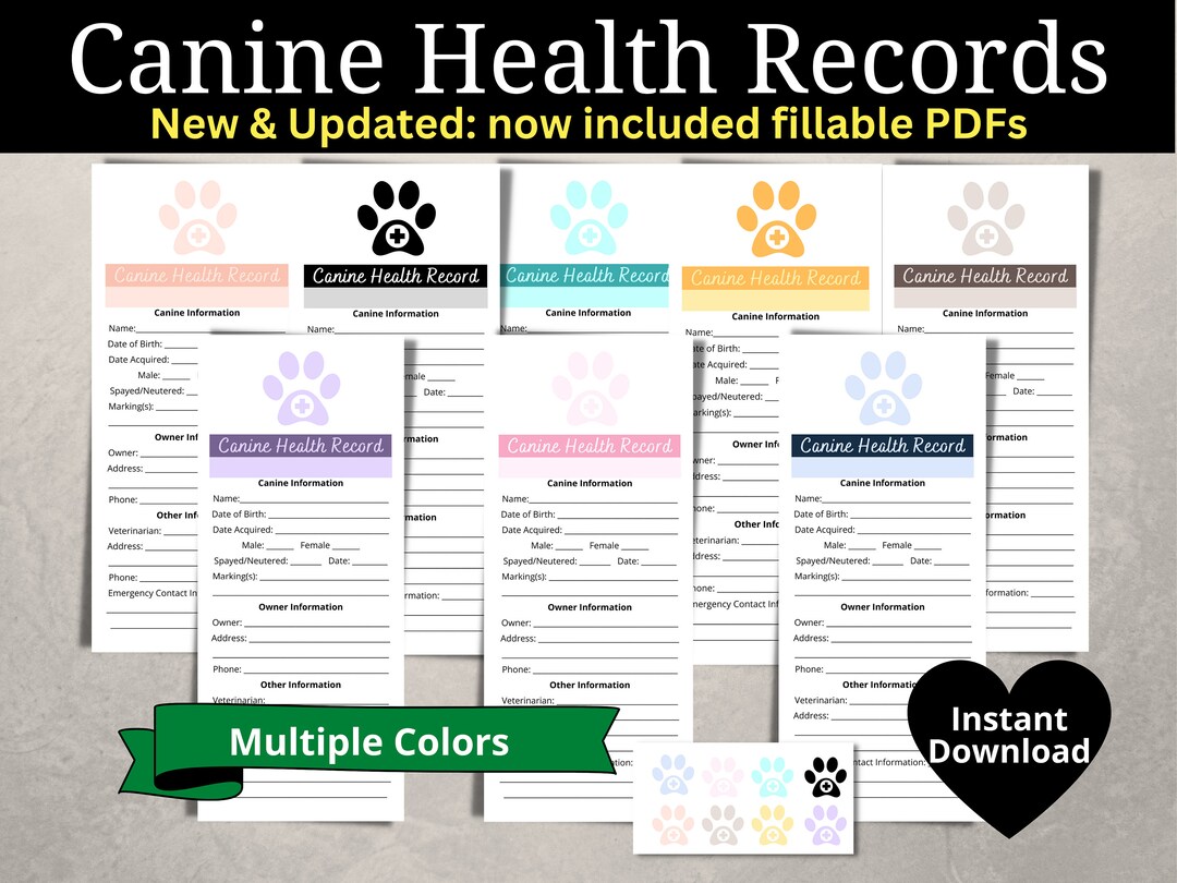 Dog Canine Health Vaccination Record Vet Visit Vet Record - Etsy