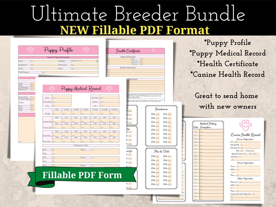 NEW Fillable Ultimate Dog Breeder Bundlebreeder - Etsy
