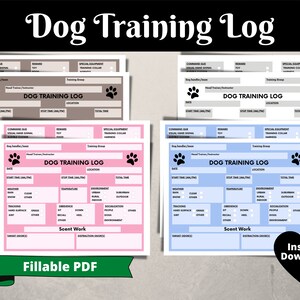 Dog Training Log, Dog Training Planner, Dog Handler Form, Training ...