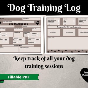 Dog Training Log, Dog Training Planner, Dog Handler Form, Training ...